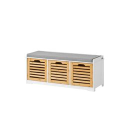 sobuy Schuhbank in wei&szlig; und natur - (B)105 x (H)43 x (T)35 cm | Gr.: onesize