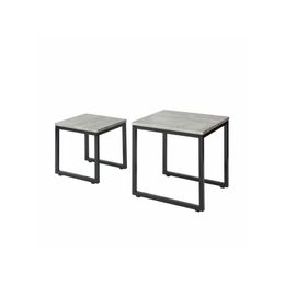 sobuy 2er Set Couchtisch in Grau / Schwarz - (B)50 x (H)50 x (T)50 cm | Gr.: onesize