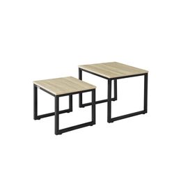 sobuy 2er Set Couchtisch in Natur / Schwarz - (B)50 x (H)50 x (T)50 cm | Gr.: onesize