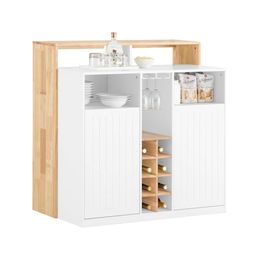 sobuy K&uuml;cheninsel in Wei&szlig; und Natur - (B)115 x (H)90 x (T)46cm | Gr.: onesize