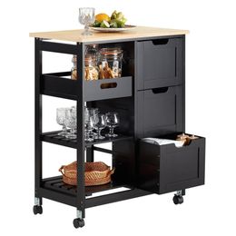 sobuy K&uuml;chenwagen in Schwarz - (B)67 x (H)84,5 x (T)37cm | Gr.: onesize