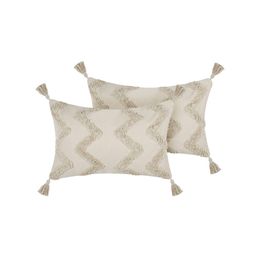 Beliani 2er-Set Dekokissen CERINTHE in Beige | Gr.: onesize