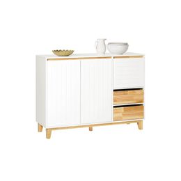 sobuy Sideboard in Wei&szlig; und Natur - (B)120 x (H)90 x (T)40cm | Gr.: onesize