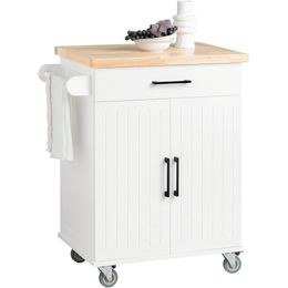sobuy K&uuml;chenwagen in Wei&szlig; und Natur - (B)74,5 x (H)91 x (T)45,5cm | Gr.: onesize