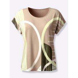 CR&Eacute;ATION L creation L Rundhalsshirt in beige-pistazie-bedruckt | Gr.: 36