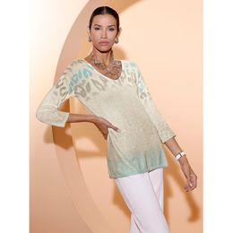 CRÉATION L creation L 3/4 Arm-Pullover in sesam-champagner-bedruckt | Gr.: 38