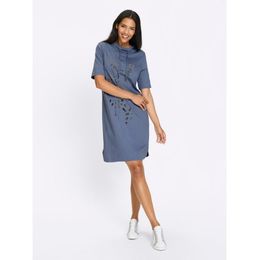 Sieh an! Jersey-Kleid in taubenblau-silberfarben | Gr.: 52