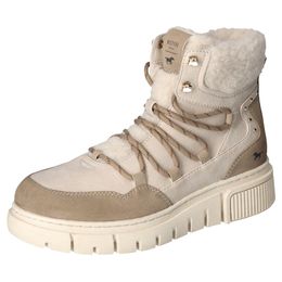 Winterboots Mustang Shoes, Damen, Gr. 41, beige (ecru), Lederimitat, Textil, Schuhe, Schnürboots, Snowboots mit praktischem Innenreißverschluss