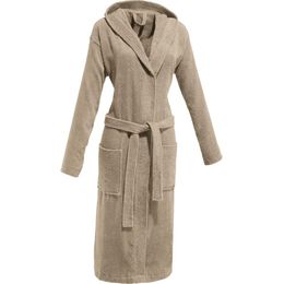 REDBEST Frottier Unisex-Bademantel mit Kapuze Chicago in taupe | Gr.: L
