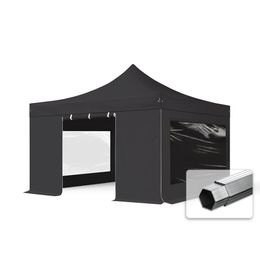 TOOLPORT 4x4m Aluminium Faltpavillon, inkl. 4 Seitenteile, schwarz - (59079)