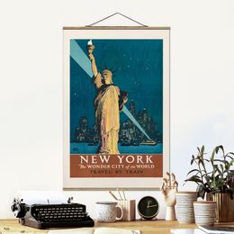 Stoffbild mit Posterleisten Vintage Poster New York
