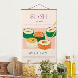 Bilderwelten Stoffbild mit Posterleisten Vintageposter - Sushi