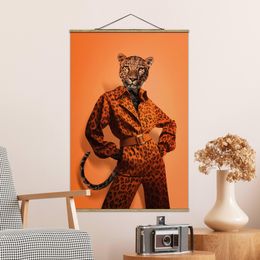 Bilderwelten Stoffbild mit Posterleisten Modischer Leopard