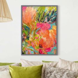 Bilderwelten Bild mit Rahmen Abstrakte Blumen Malerei