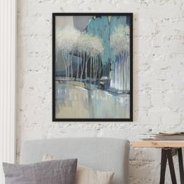 Bilderwelten Bild mit Rahmen Abstrakter verregneter Wald
