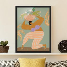 Bilderwelten Bild mit Rahmen Amazone mit Blumen