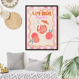 Bilderwelten Bild mit Rahmen Aperol Spritz mit Streifen