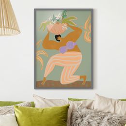 Bild mit Rahmen Amazone mit Blumen