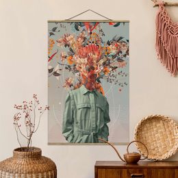 Stoffbild mit Posterleisten Blumen Porträt - Blüten in Orange