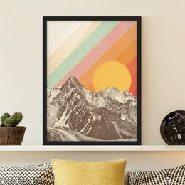 Bilderwelten Bild mit Rahmen Berge mit buntem Himmel