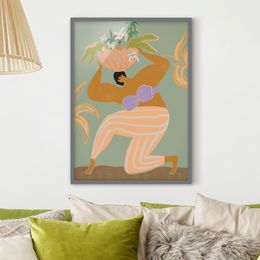 Bild mit Rahmen Amazone mit Blumen