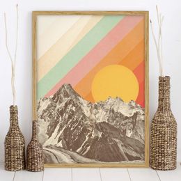 Bild mit Rahmen Berge mit buntem Himmel