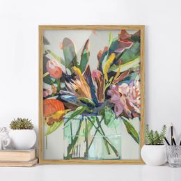 Bilderwelten Bild mit Rahmen Blumenstrau&szlig; in Glasvase