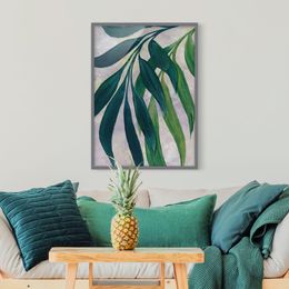 Bild mit Rahmen Bl&auml;tter in Gouache