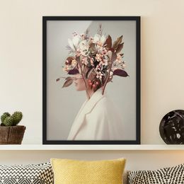 Bilderwelten Bild mit Rahmen Blumen Portr&auml;t - wei&szlig;e Magnolien