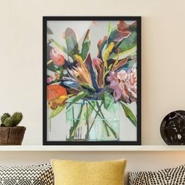 Bilderwelten Bild mit Rahmen Blumenstrau&szlig; in Glasvase
