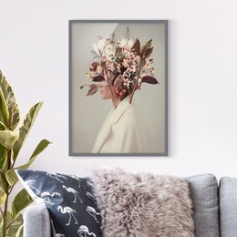 Bild mit Rahmen Blumen Portr&auml;t - wei&szlig;e Magnolien