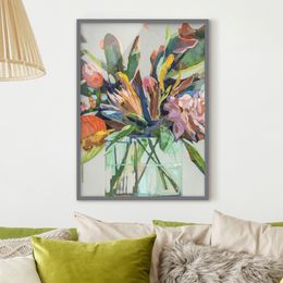 Bilderwelten Bild mit Rahmen Blumenstrauß in Glasvase