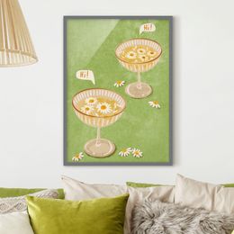 Bild mit Rahmen Champagner mit G&auml;nsebl&uuml;mchen