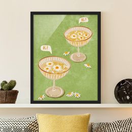 Bilderwelten Bild mit Rahmen Champagner mit G&auml;nsebl&uuml;mchen