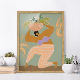 Bild mit Rahmen Amazone mit Blumen