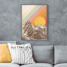 Bild mit Rahmen Berge mit buntem Himmel
