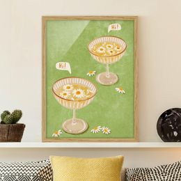 Bild mit Rahmen Champagner mit G&auml;nsebl&uuml;mchen