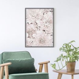 Bild mit Rahmen Chrysanthemen in Altrosa III