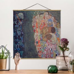 Bilderwelten Stoffbild mit Posterleisten Gustav Klimt - Tod und Leben