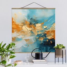 Bilderwelten Stoffbild mit Posterleisten Impasto T&uuml;rkis und Ocker