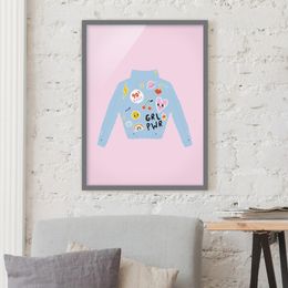 Bilderwelten Bild mit Rahmen Illustration Jeansjacke