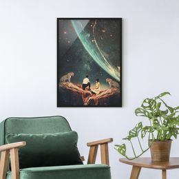 Bilderwelten Bild mit Rahmen Leoparden im Sternenhimmel