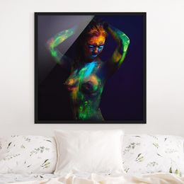 Bilderwelten Bild mit Rahmen Neonfarben Akt