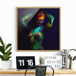Bilderwelten Bild mit Rahmen Neonfarben Akt