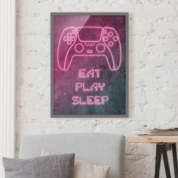 Bilderwelten Bild mit Rahmen Neon Kontroller mit Spruch