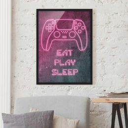 Bilderwelten Bild mit Rahmen Neon Kontroller mit Spruch