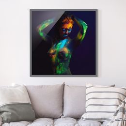 Bilderwelten Bild mit Rahmen Neonfarben Akt