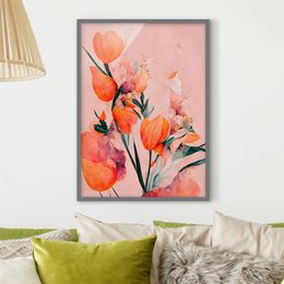 Bild mit Rahmen Leuchtende Blumencollage