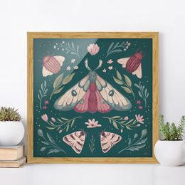 Bild mit Rahmen Motten mit Blumen