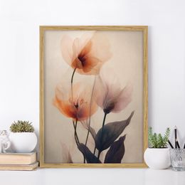 Bild mit Rahmen Pergamentblumen I